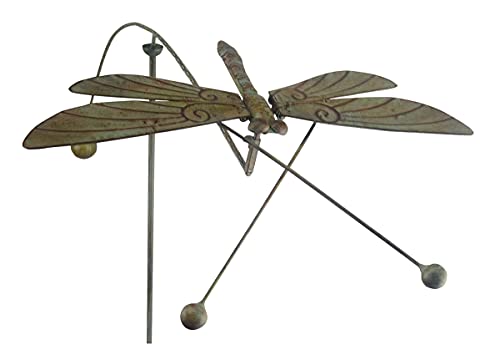 Red Carpet Studios Balancing Metal Garden Rocker Wind Sculpture, 44-Inch, Dragonfly