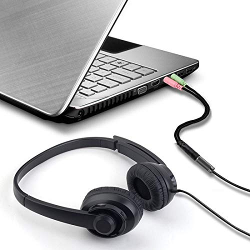 Headset and Microphone Splitter Cable for PC 3.5mm Jack Headphones Audio Adapter Convertors 3.5mm Female to 2 Dual 3.5mm Male for Computer Simultaneously Y Splitter