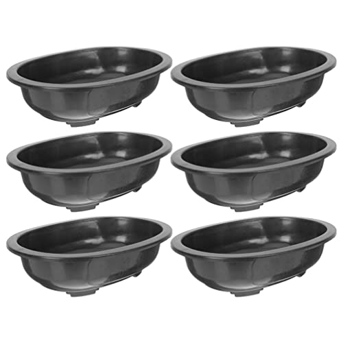 ERINGOGO Bonsai Planter Pot 18pcs Bonsai Training Pots, 15 Inches Oval with Drainage Hole, Plastic Large Deep Flower Pot Plants Growing Pots for Nursery, Garden, Balcony Oval Flower Pot