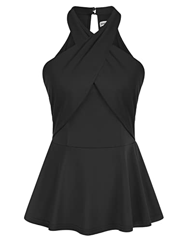 Halter Tops for Women Sleeveless Concert Tops for Women Slim Loose Fit Black