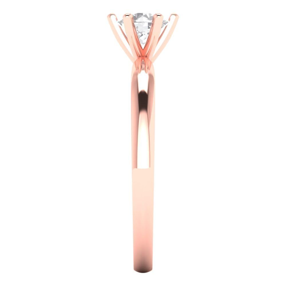 Clara Pucci 0.50 ct Round Cut Solitaire Moissanite Engagement Wedding Bridal Promise Anniversary Ring in 18K rose Gold Size 6.5