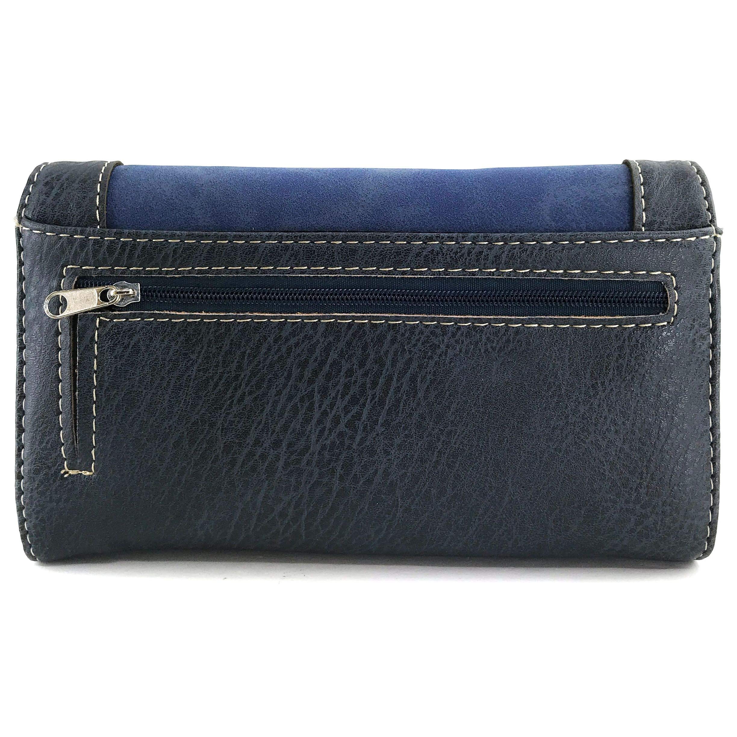 Zelris Spring Bloom Western Concho Women Crossbody Wrist Trifold Wallet (Blue)