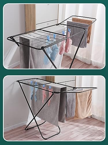 GAENZA Floor-to-Ceiling Folding Clothes Rack Clothes Drying Rack Indoor Balcony Airfoil Simple Household Towel Drying Quilt Pole Outdoor Clothes Rack