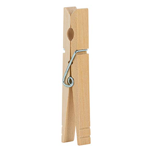 Woolite Extra Large Wooden 100 Pack Clothespins| Dimensions: 0.4 x 0.43 x 3.25 inches| Perfect for Indoor and Outdoor Use| Great for Hanging Clothes, Art & Crafts| Bags, Rust Resistant