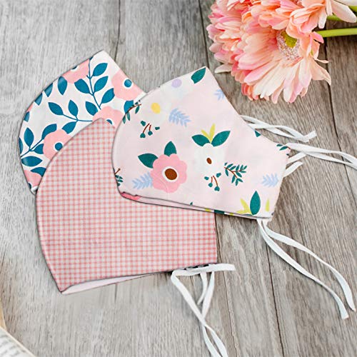 Lorvain 7PCS Pink Fat Quarters Fabric Bundles, Cotton Print Fabric with Green Leaf Red Fruit Gypsophila Strawberry White Flower for DIY Sewing Patterns Craft(19.6" x 15.7", Pink)