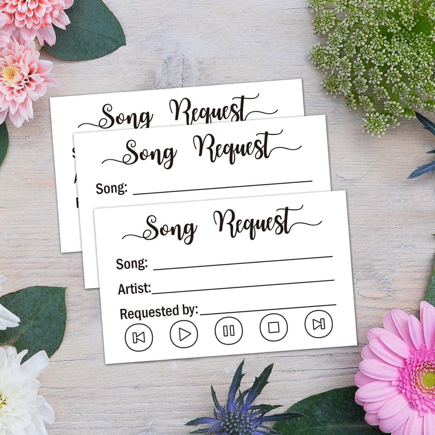 TENTADO 50 Song Request Cards for Wedding DJ, Prom, Party, Response Card, Plain RSVP kit for Wedding, Baby Bridal Shower, Birthday, Invitations, 3.5 X 2 inches