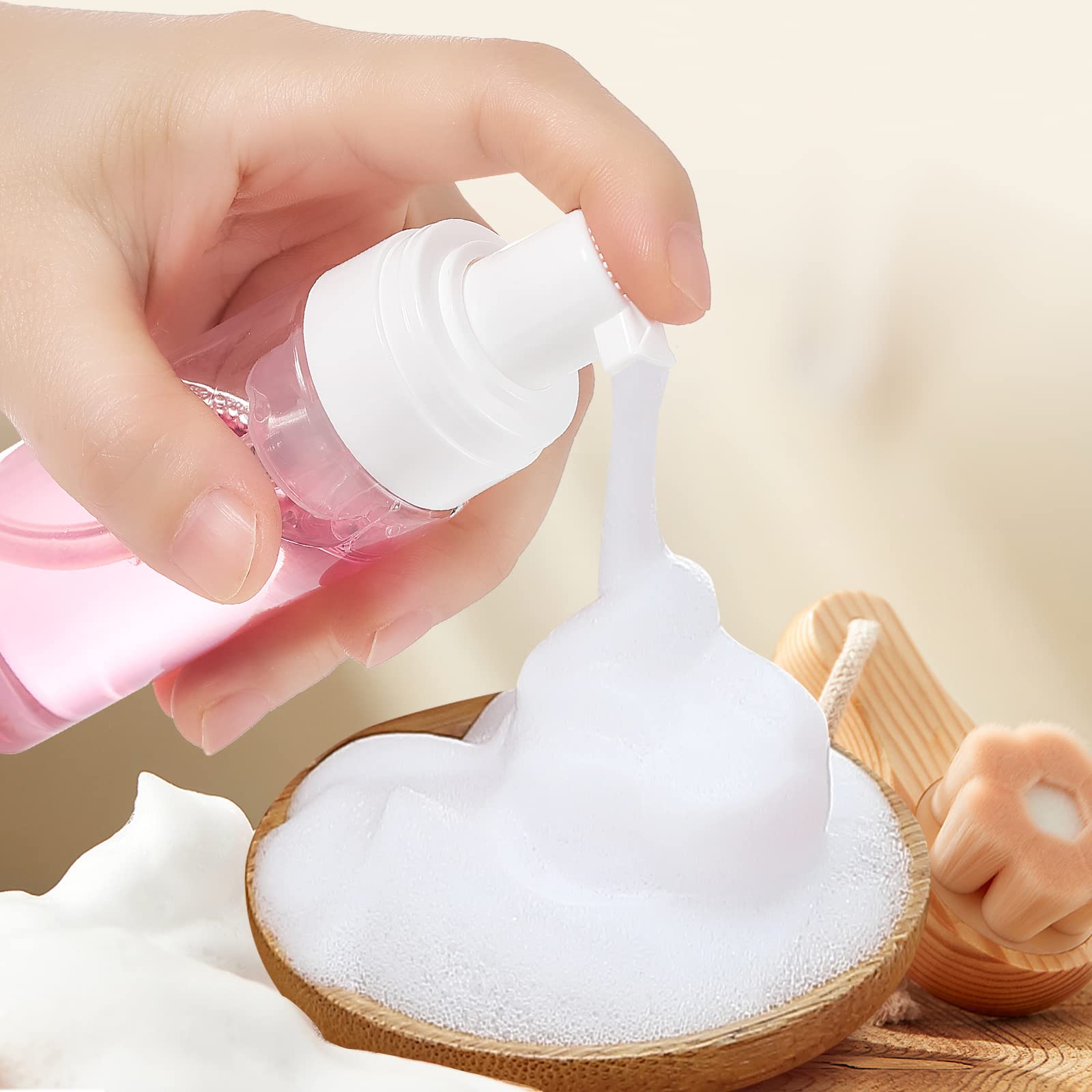 Empty Foam Pump Bottle Mini 2oz/60ml Travel Size Plastic Soap Container Refillable 35 pcs Lash Shampoo Bottles for Cleanser, Dispenser