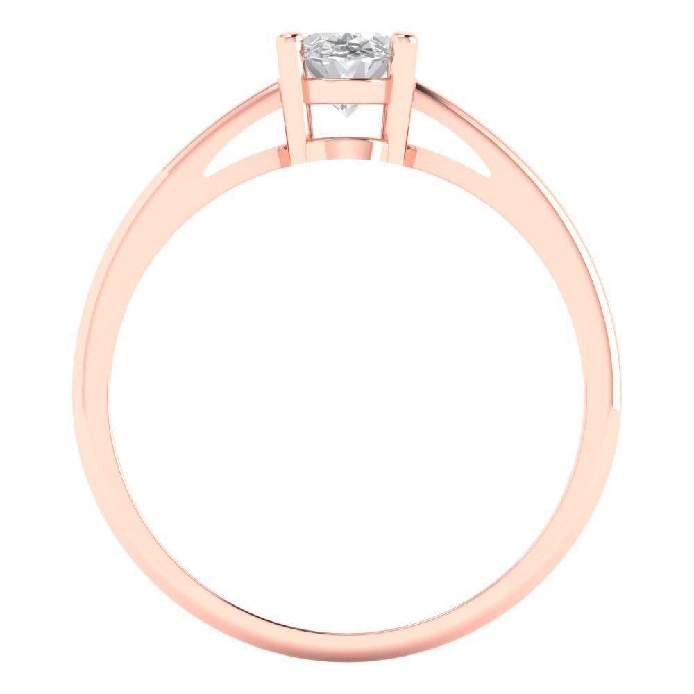 Clara Pucci 1.0 ct Oval Cut Solitaire Genuine Moissanite Wedding Bridal Designer Anniversary Engagement Ring in 14k Rose Gold for Women