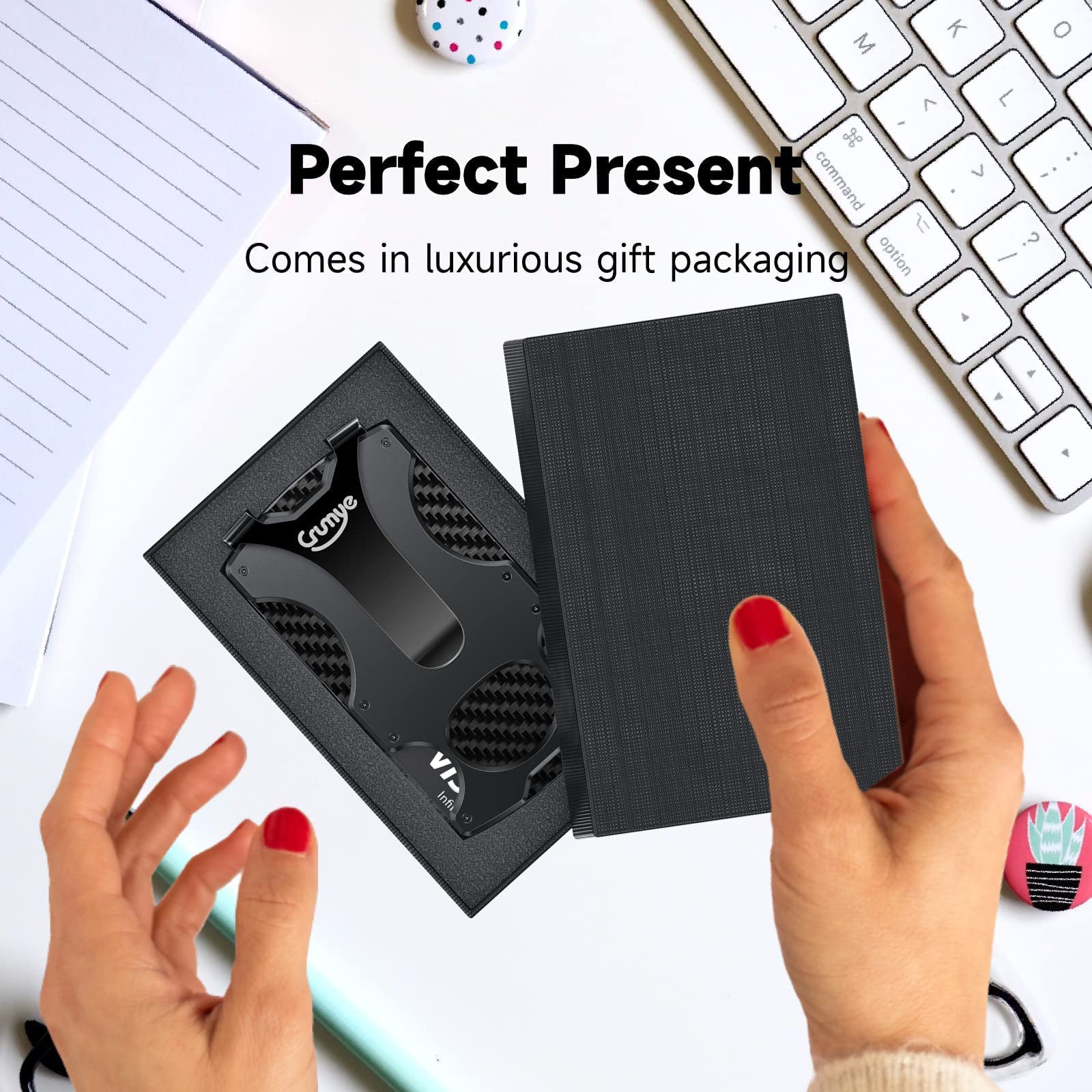 Crumye Metal Wallet,wallet Clip,Tactical Wallet, Carbon Fiber Wallet, Money Clip, RFID Blocking Technology, Holds up to 20 Cards & 10 Bills (Black)