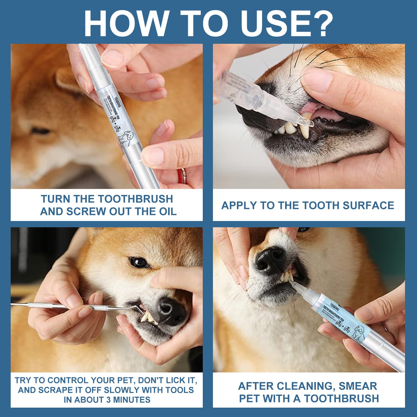 hejhncii 2 Pack Pets Dog Teeth Cleaning Pen Teeth Cleaning Pen Dogs Cats Natural Remover Tool Pet Tooth Cleaning Tool