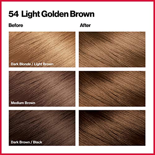 Revlon Permanent Hair Color, Permanent Hair Dye, Colorsilk with 100% Gray Coverage, Ammonia-Free, Keratin and Amino Acids, 54 Light Golden Brown, 4.4 Oz (Pack of 1)