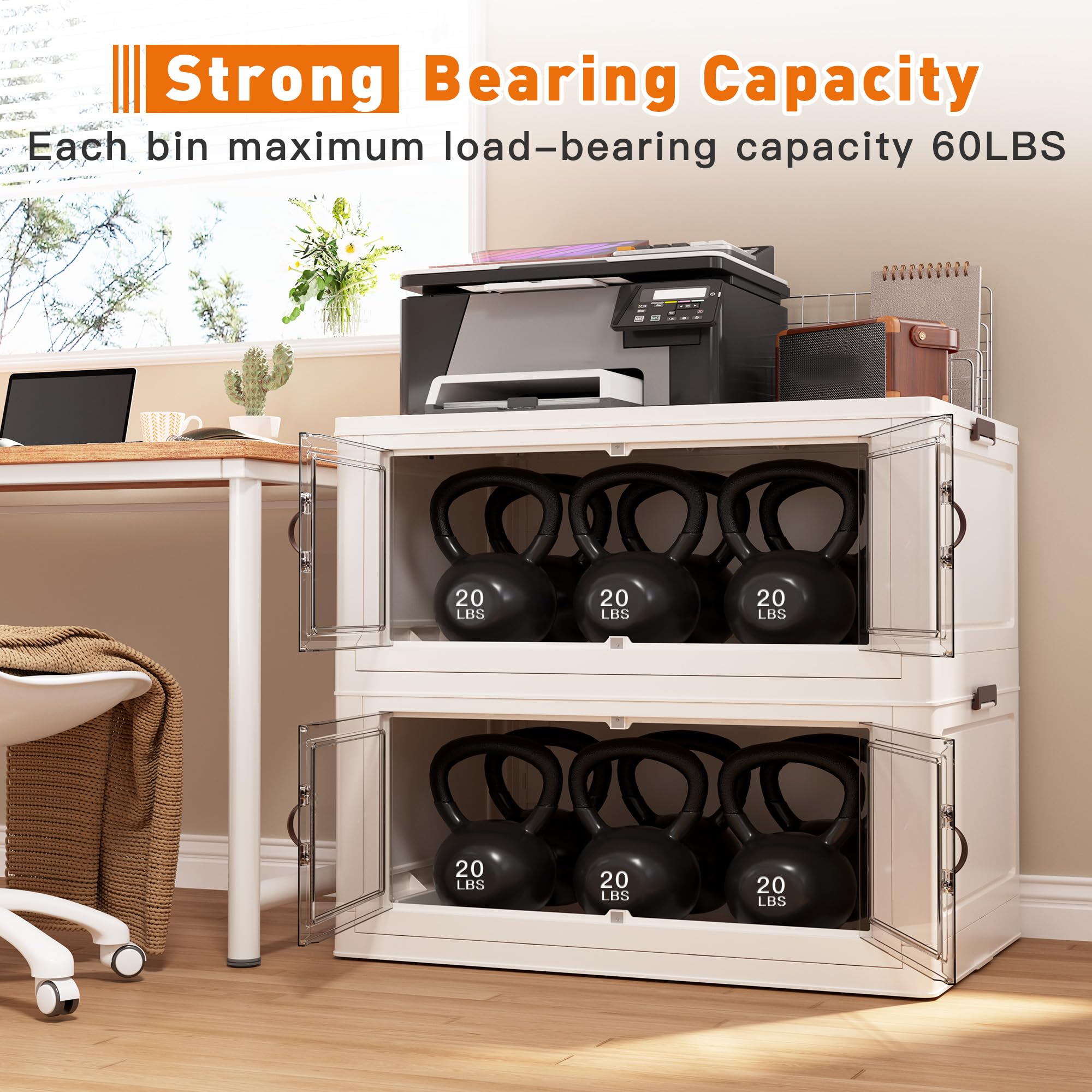 EnHomee 130 GAL Storage Bins with Lids Stackable Storage Bins with Wheels Collapsible Storage Bins Large Plastic Storage Bins Closet Organizers and Storage Bins for Bedroom Office 5PC