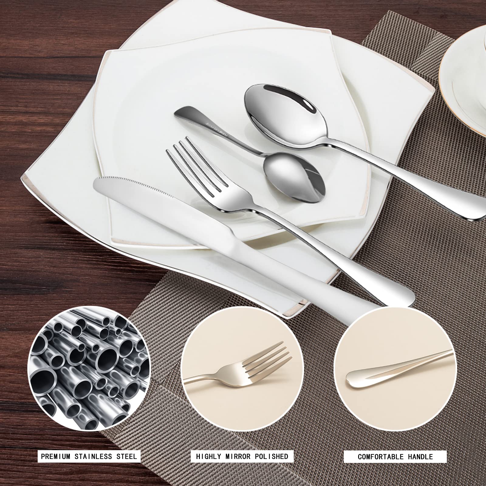 LOUVI Stainless Steel 12-Pack Table Dinner Forks Set, Top Food Grade Stainless Steel Silverware Forks,Mirror Finish & Dishwasher Safe,Use for Home,Kitchen or Restaurant,(Silver 8 Inches)