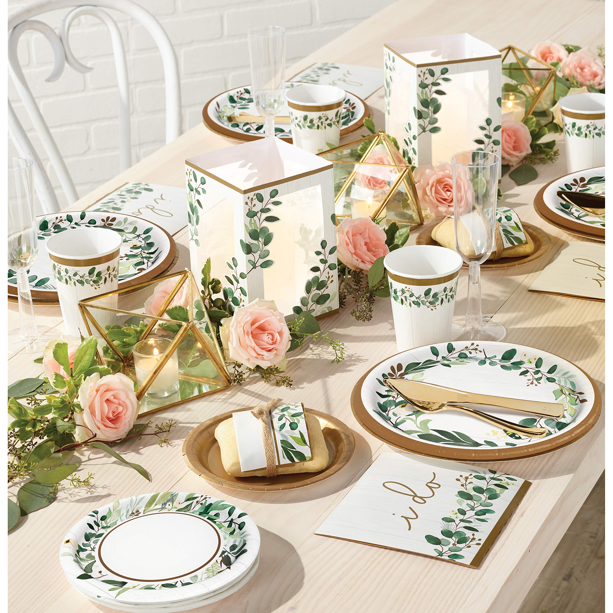 Creative Converting 346145 Eucaplytus Border Luncheon Paper Plates, 8 count, 10", Multi-color