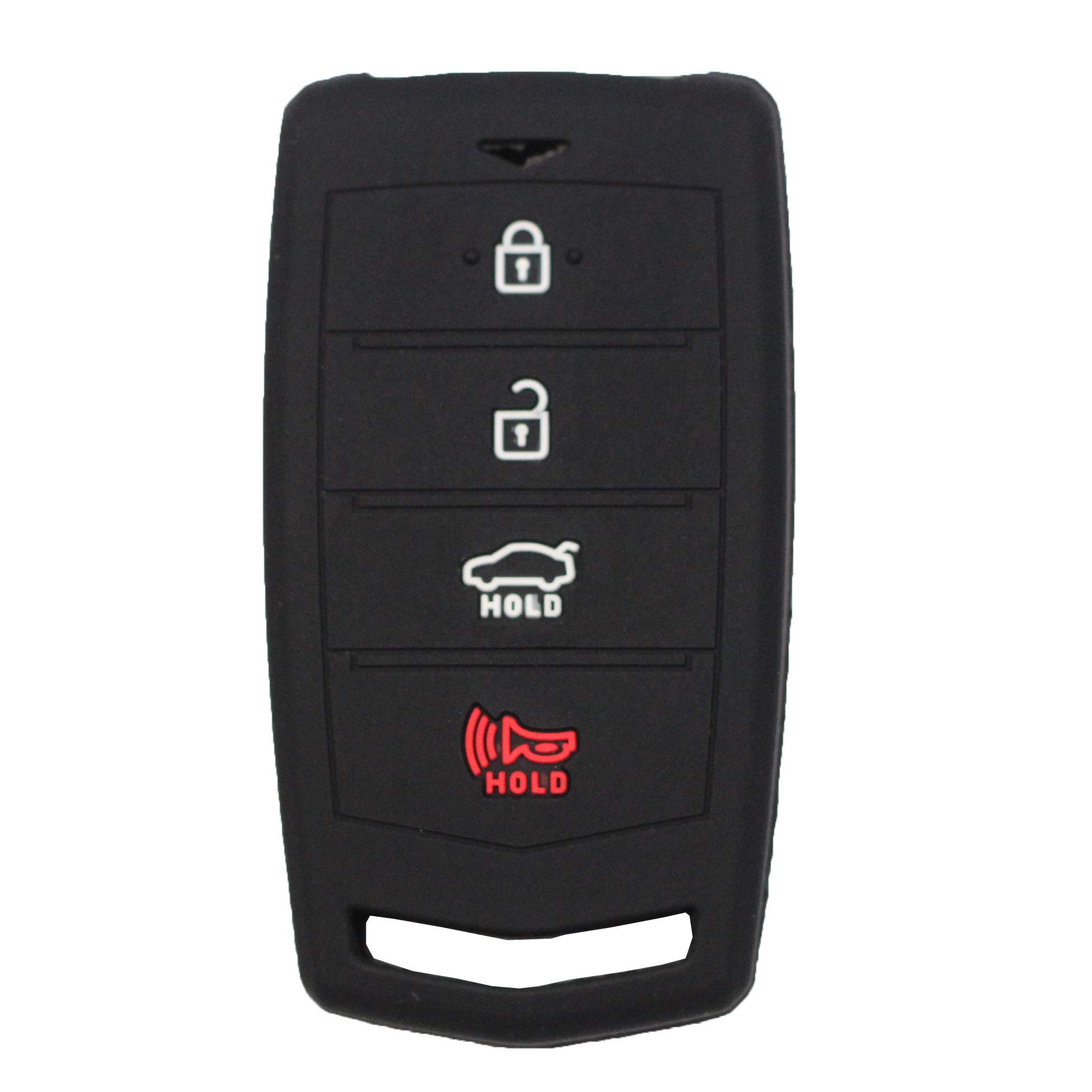 Btopars 2pcs 4 Buttons Silicone Rubber Remote Smart Key Fob Case Cover Protector Holder Jacket Compatible with Hyundai Genesis 2017 2018 2019 2020 G70 G80 G90 Black Purple