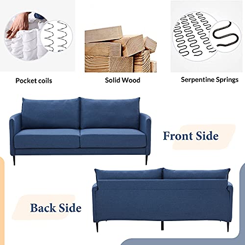 Merax 65.8" Modern Soft Linen Couch Upholstery Loveseat Sofa for Livingroom Bedroom Office Blue Love Seats