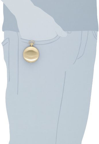 Charles-Hubert, Paris 3906-G Premium Collection Gold-Plated Stainless Steel Satin Finish Hunter Case Mechanical Pocket Watch