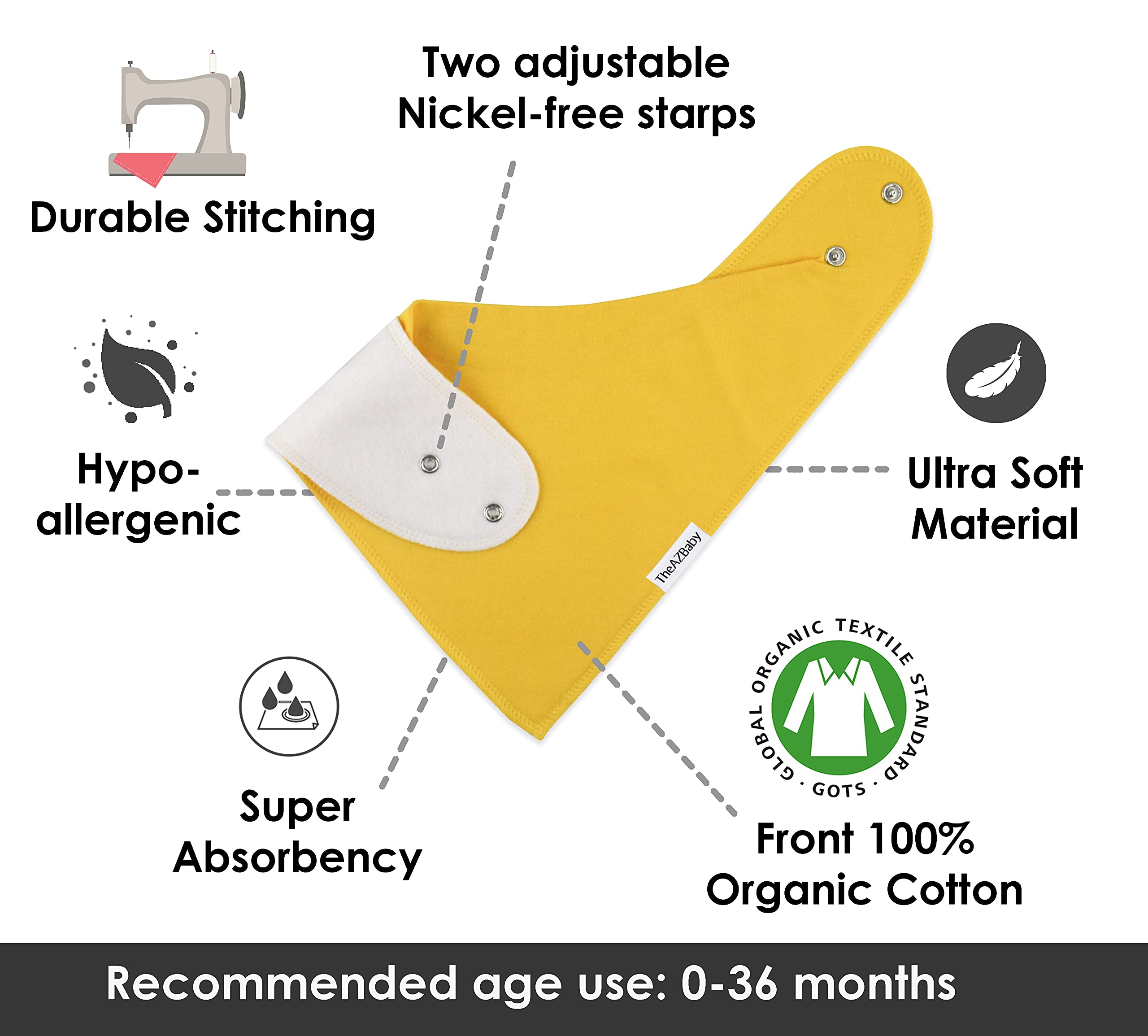 Meerdif Baby Bandana Drool Bibs 10-Pack Baby Bibs for Boys, Girls, Unisex for Teething and Drooling (Plain 1) by TheAZBaby