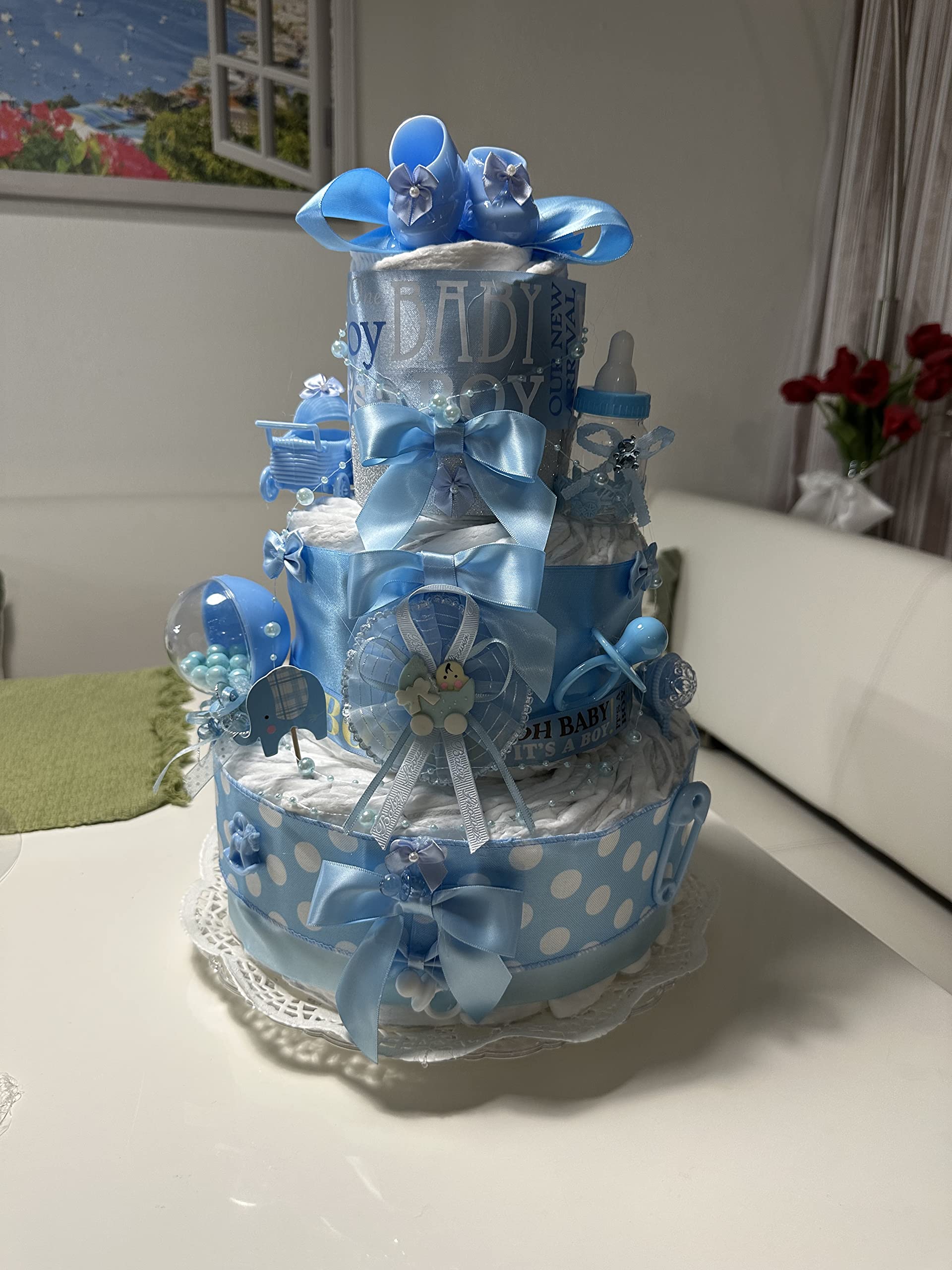 Diaper Cake for Baby BOY w/Candy