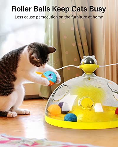 HOPET Interactive Cat Toy for Indoor Cats, Catnip Balls Roller Tracks Exercise Balls Teaser, Kitten Feeder Stimulation Toys Gifts for Pets Cats Lover Women Men