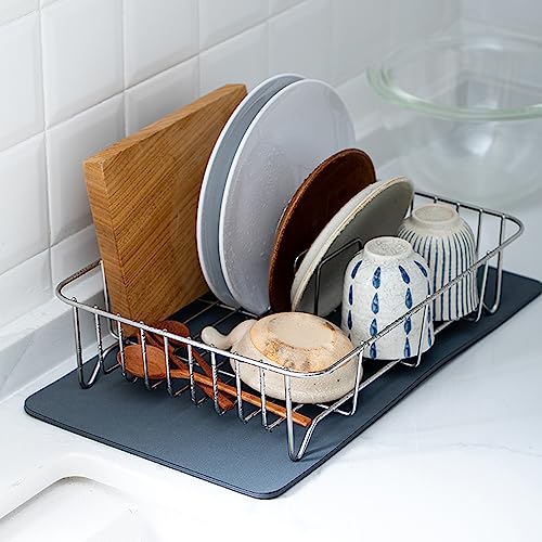 Taiyang Drying Mat for Kitchen Counter, Absorbent Drainer Mats, Dish Drying Pad with Non-Slip Bottom, Heat-Resistant, Suitable for Kitchen, Pet Drinking, Diatom Mud Mat(Graphite Black, 12"x16")