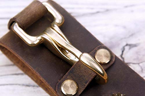 Heavy duty full grain leather belt key clip, retro distressed leather belt key holder - BA05KC