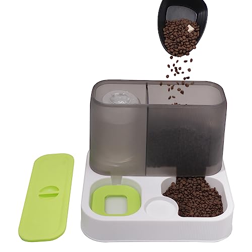 IVVTRYI Automatic Pet Feeding Set, Small Dog and Cat Bowls for Food and Water, 1L Feeder and 2.8L Water Dispenser, Ideal for All Breed, 2-Pack(Green)