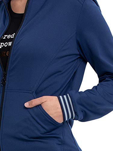 Cherokee iFlex Women's Zip Front Knit Scrub Jacket, CKK361, Navy, L