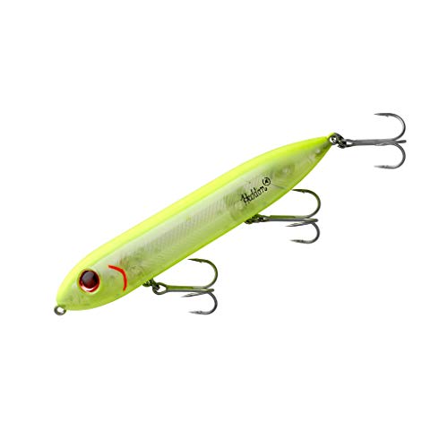 Heddon Super Spook Topwater Fishing Lure for Saltwater and Freshwater, Chartreuse/Silver Insert, Super Spook (7/8 oz)