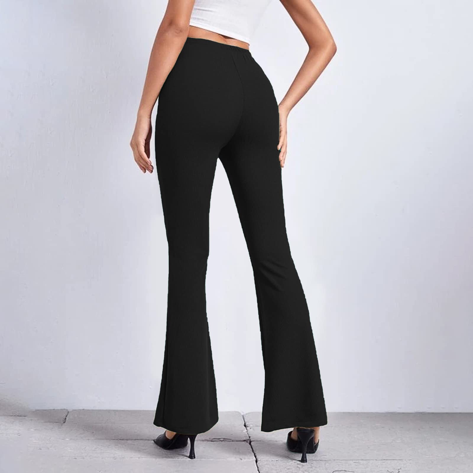 DUOWEI Plus Size Yoga Pants Women's Causual Elastic Trousers Pant Summer Solid Elastic High Waist Womens Plus Size Tall Pants Black