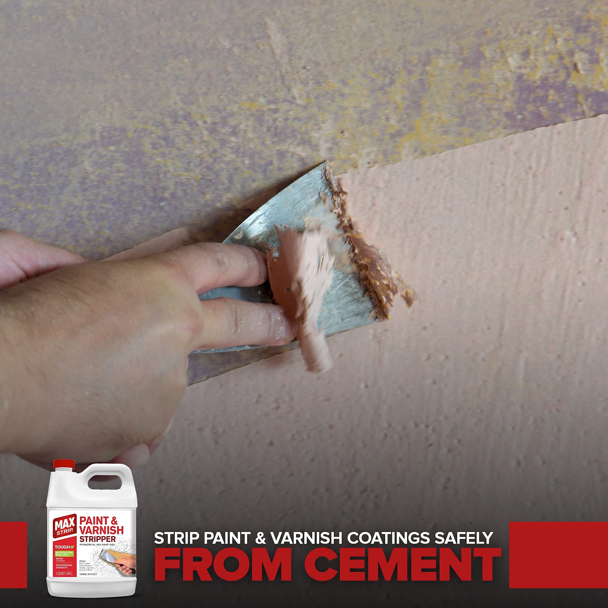 Max Strip Paint & Varnish Stripper 32oz - Paint Stripper for multiple layers of acrylic, latex, oil & water-based paints, varnishes. For wood, metal, masonry, plaster, tile, molding.