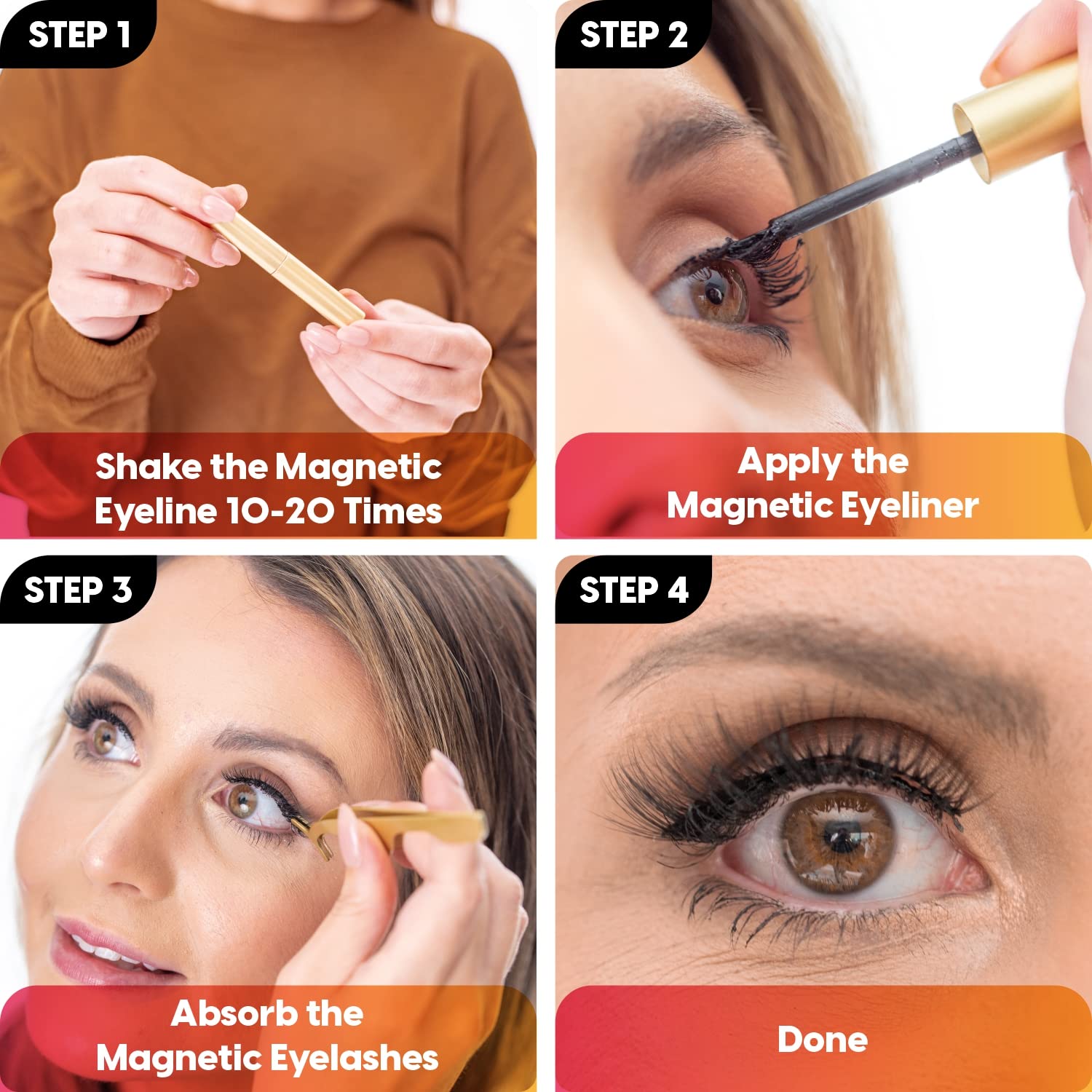 MELE Mele Magnetic Eyelashes & Eyeliner Kit | Reusable Easy To Apply Natural Looking Lash Kit | Long Lasting Comfortable False Lashes | 5 Pairs, 8 Piece Set