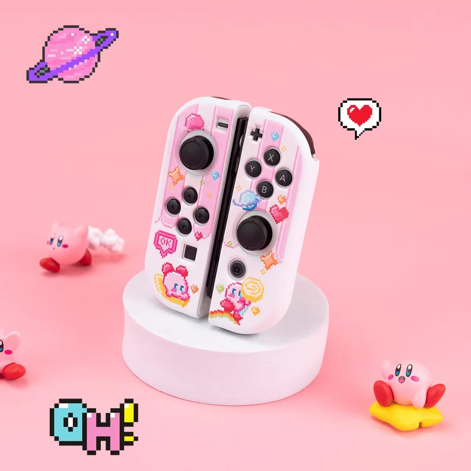 ENFILY Cute Case Compatible with Nintendo Switch OLED, Dockable Case Cover, Ergonomic Soft TPU Grip Case for Joycon, Sparkle Skin Set