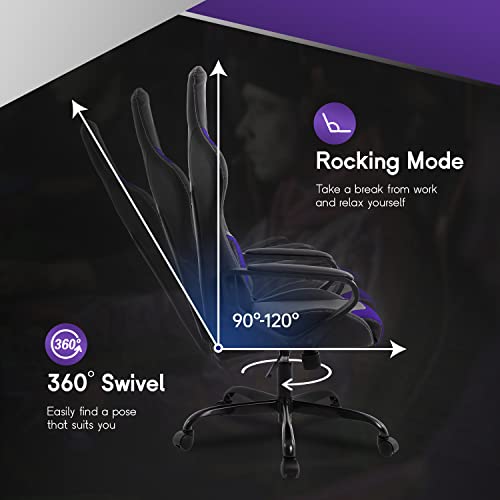 Gaming Chair Office Chair High Back Racing Computer Chair Task PU Desk Chair Ergonomic Swivel Rolling Chair with Lumbar Support for Home Office