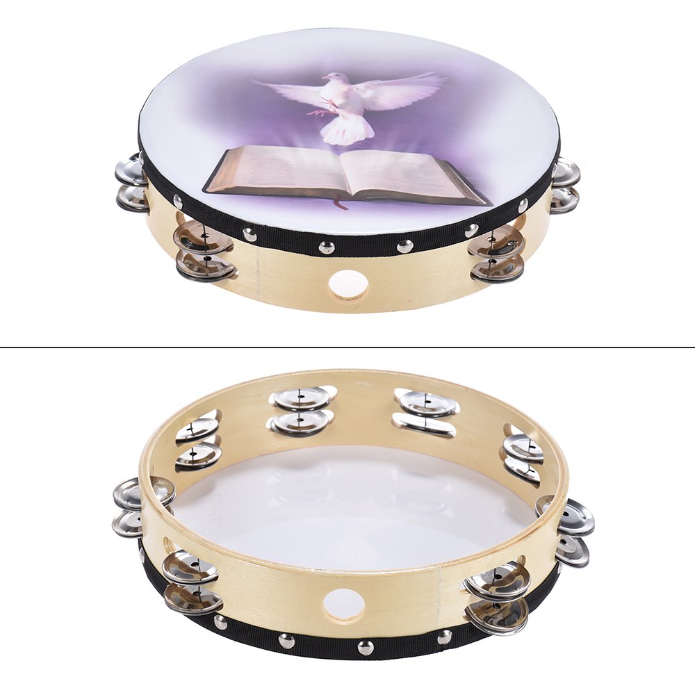 Btuty 10 inch Tambourine 6 Pairs Double Metal Jingle for Church and Other Holy Occasio