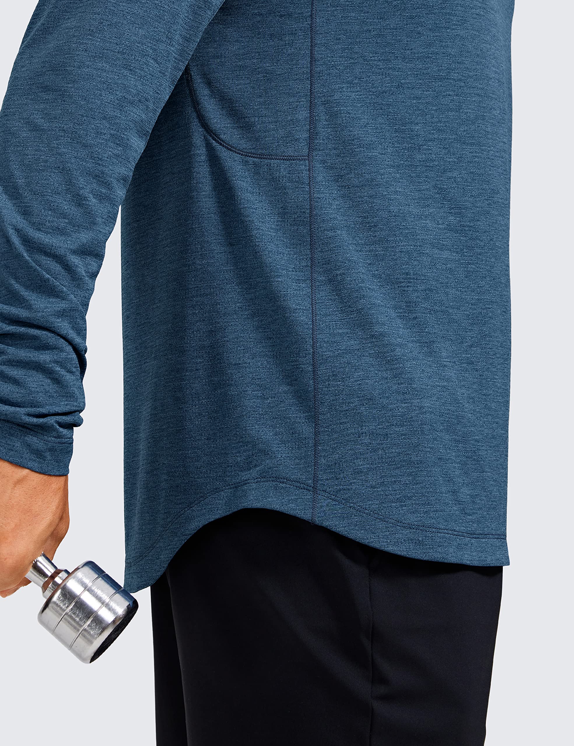 CRZ YOGA Lightweight Long Sleeve Shirts for Men Moisture Wicking Quick Dry Shirt Workout Running Basic Tee Tops Ocean Blue Heather X-Large