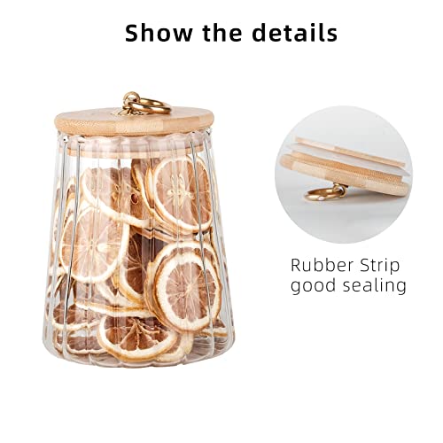 IZEJAZT Irregular storage glass jars,Glass jar canisters with airtight lids,Wide mouth mason jars,Overnight oats jars,Cookie jar,Candy jar,Spice Jars With Bamboo Lids (Oval, 1-Pack)