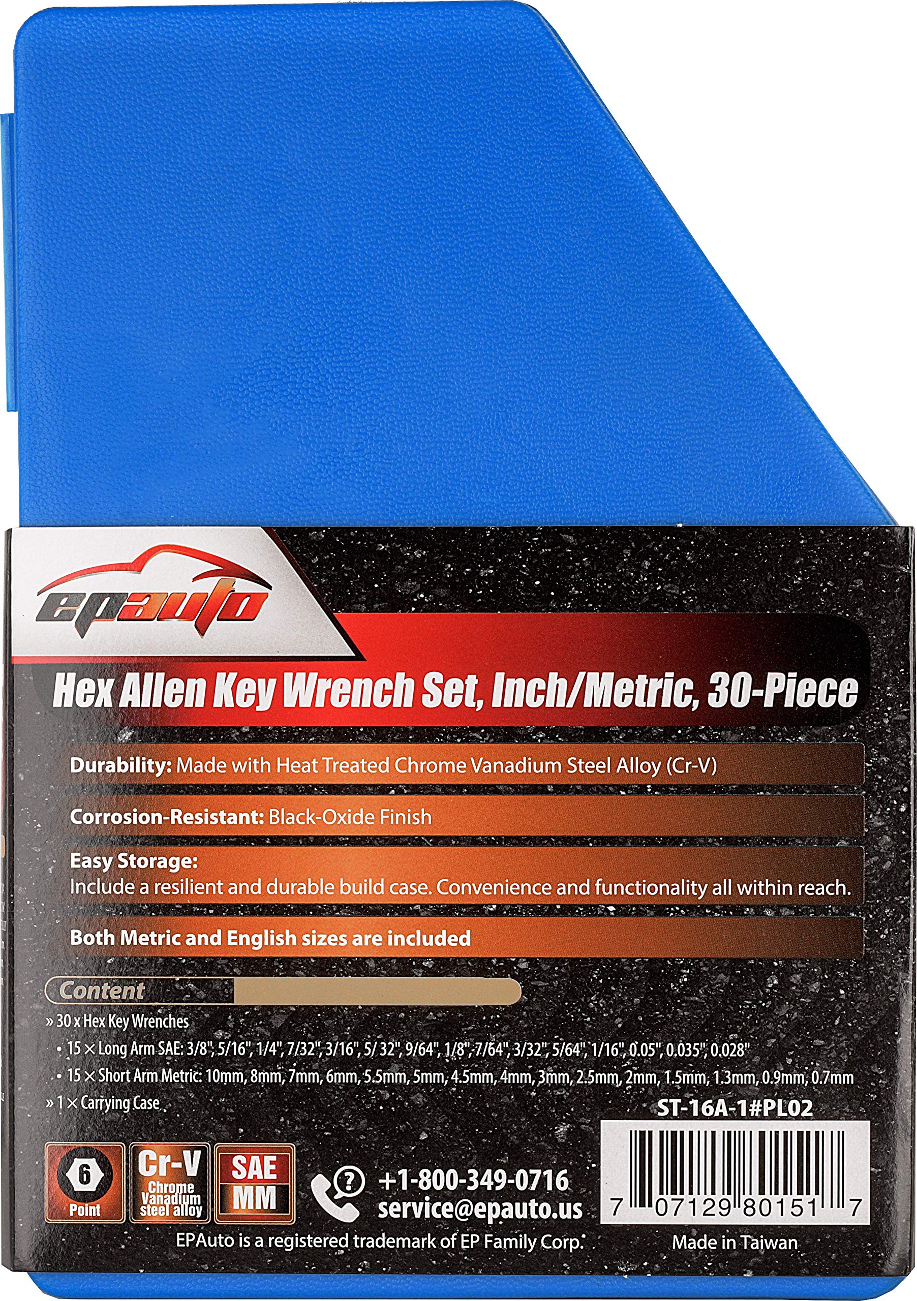 EPAuto Allen Key Set Hex Key Wrench Set, 30-Pieces (0.028-3/8 inch,0.7-10mm)