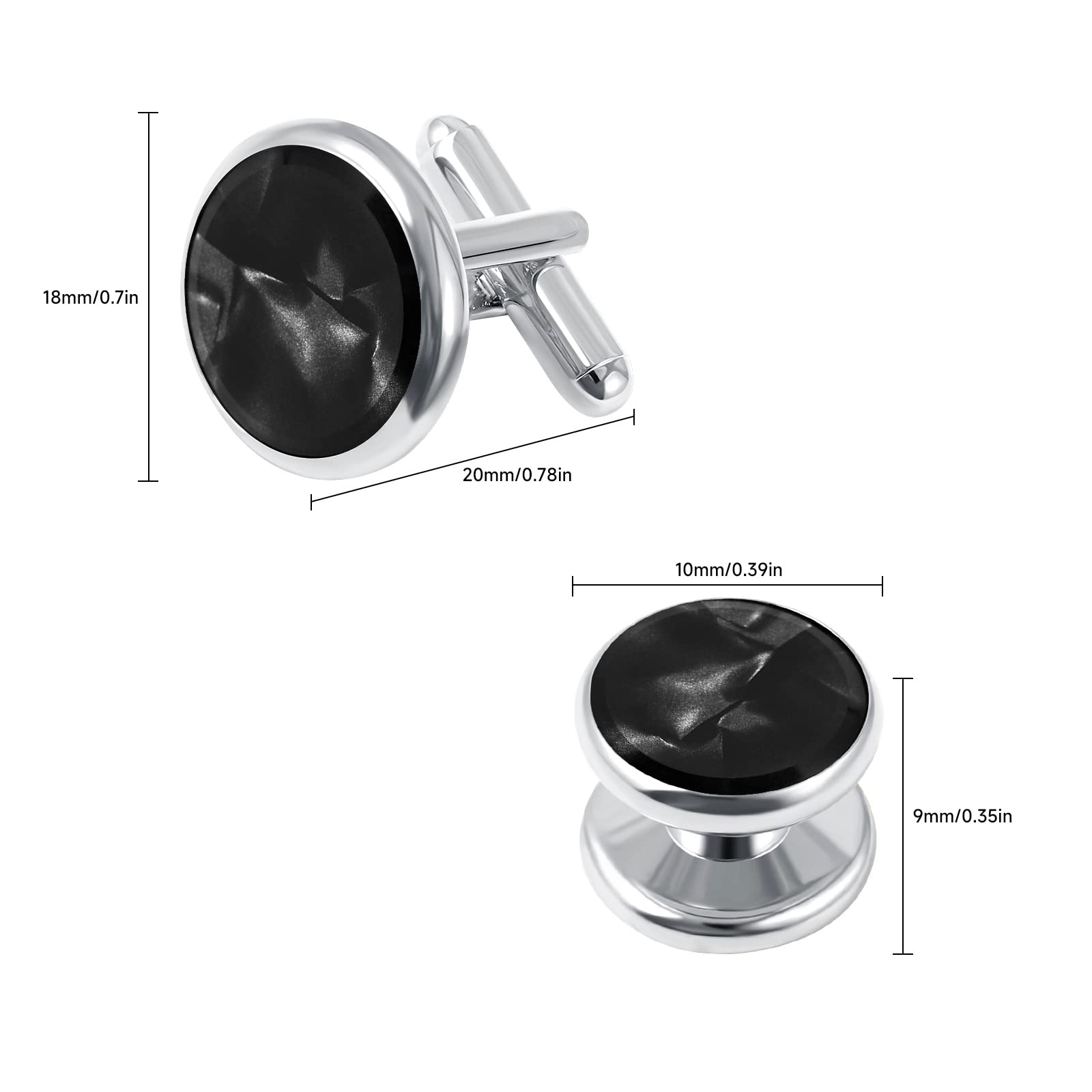 Cufflinks for Men Set Studs for Tuxedo Shirts for Wedding Business Dinner Party Formal Suit Cufflink Pack (8 PCS) (blackshell)