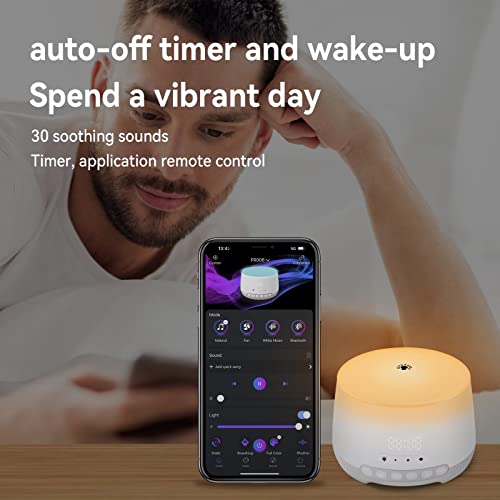 Vtechvat Sound Machine Baby Sound Machine for Sleeping, White Noise Machine with App Control 7 Color Night Light 30 Soothing Sounds Adjustable Volume and Brightness Noise Machine for Baby Adults Kids
