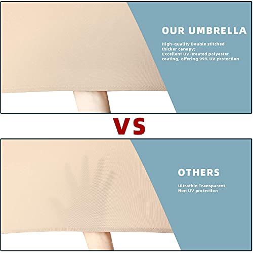 Hepoe 9' Patio Umbrella Outdoor Market Umbrellas with 8 Sturdy Ribs Push Button Tilt and Crank for Yard Garden Umbrellas (9 ft, Beige)
