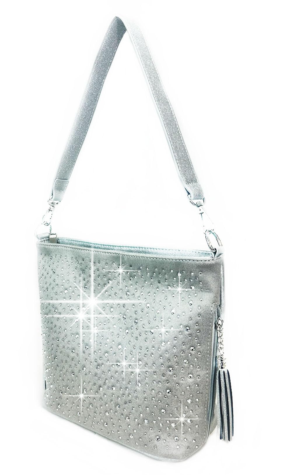 Zzfab Star Sparkling Rhinestones Crossbody Bag Pewter