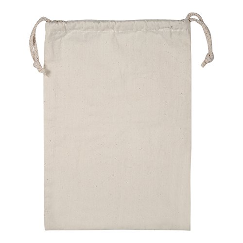 HERCHR Cotton Laundry Bag, Washable Drawstring Laundry Pounch Stuff Bag Dirty Clothes Storage Bag for College Dorm Travel(22x28cm)