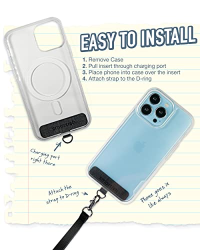 Smartish Phone Wristlet - Case Clinger - Universal iPhone Holder with Detachable Wrist Strap Loop - Black Vegan Leather