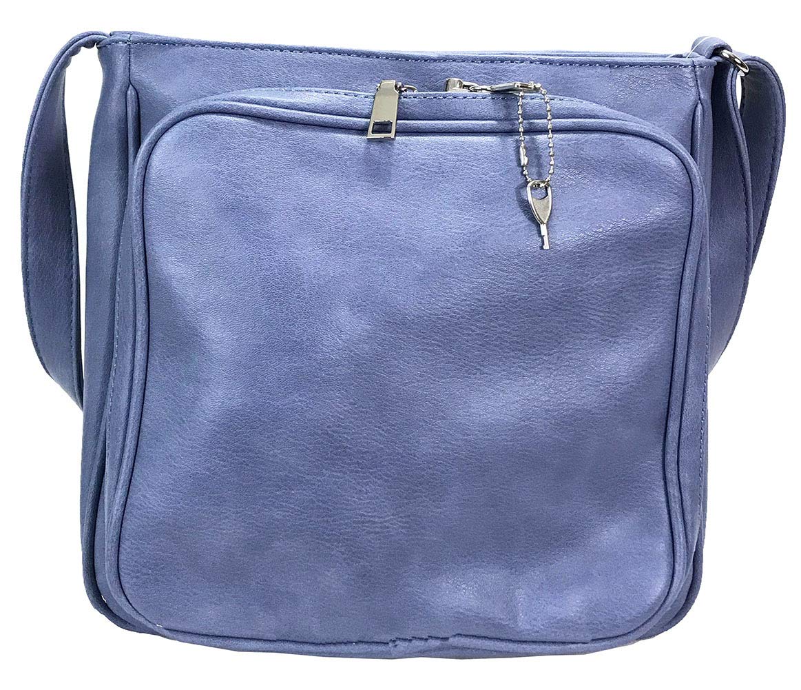 Zzfab Triple Zipper Locking Concealed Carry Crossbody Bag - CCW Concealed Carry Purse Blue