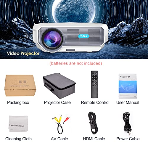 XGODY Portable Projector A4300 Native 1080P HD Projector 9200L 5G WiFi Projector Bluetooth Home Theater Video Projector with Storage Bag Remote Control Support HDMI, VGA, USB, Phone Mirror Link White