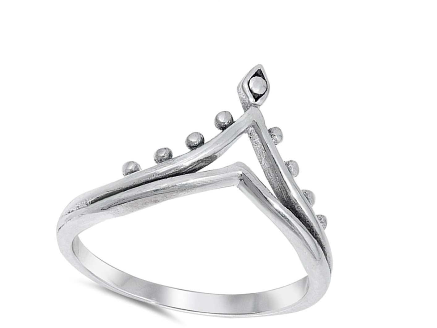 Chevron Crown Tiara Ring New .925 Sterling Silver Princess Thumb Band Size 9