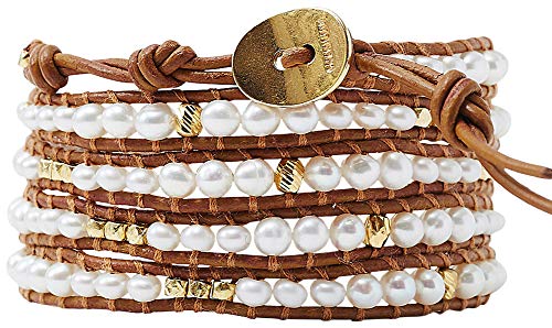 Chan Luu Graduated WhiteFreshwater Cultured Pearl Wrap Bracelet