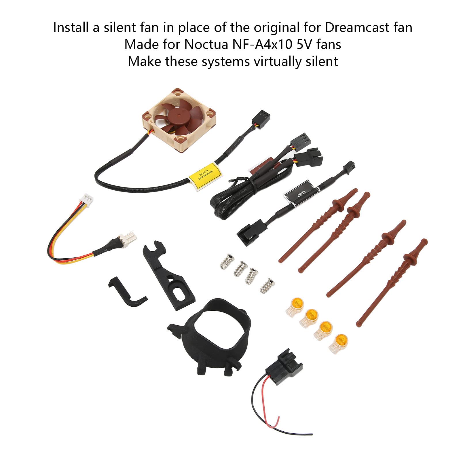 Cuifati Game Console Cooling Fan, Silent 3D Print Fan 3D Print Mount Kit Mini Brushless Radiator for SEGA Dreamcast DC