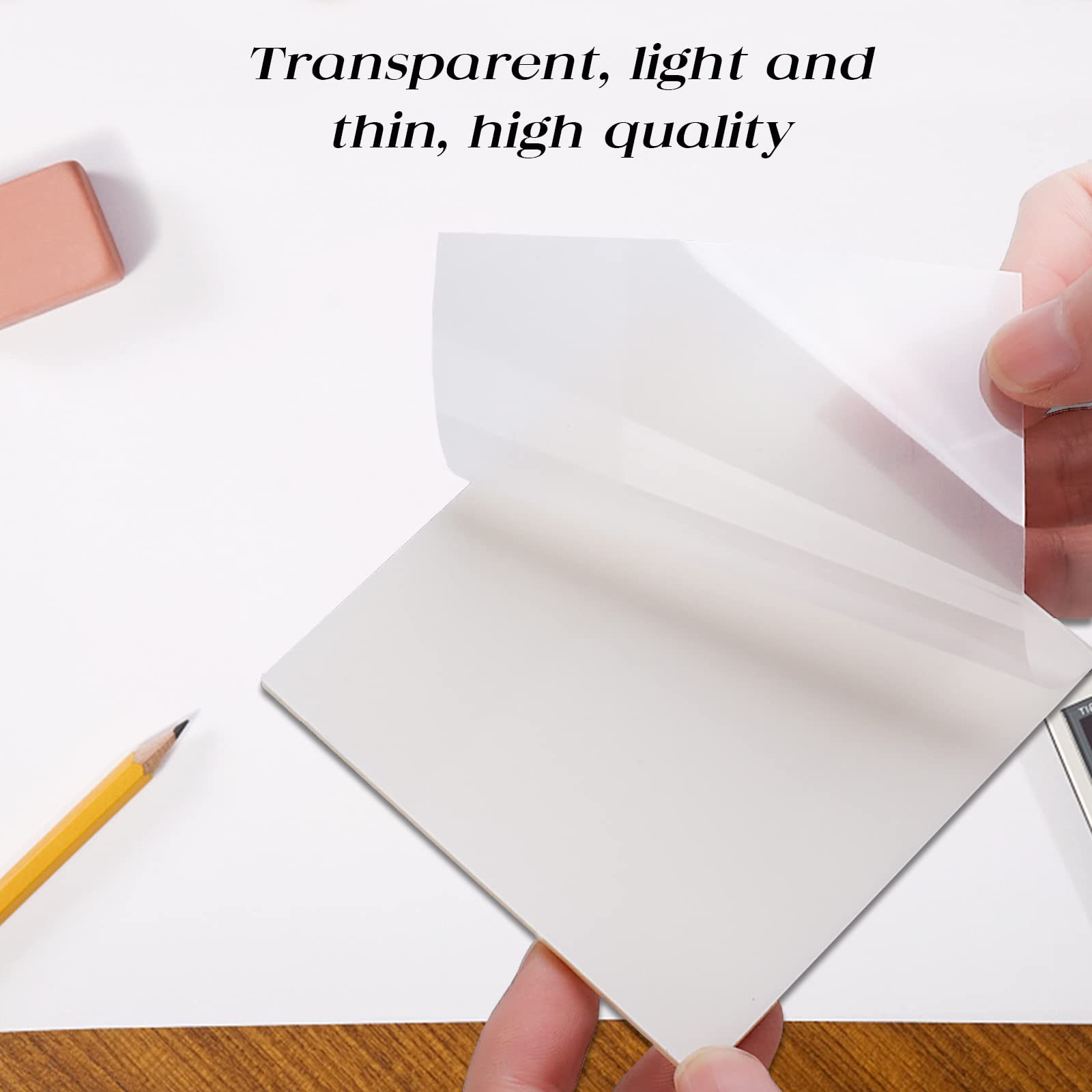 Clear Transparent Sticky Notes, 12 Pads 600 Sheets Clear Translucent Sticky Notes Suitable for Reading、Studying 、Office、School(3x3in)
